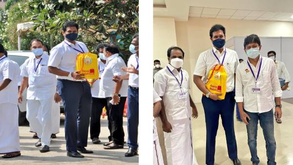 மஞ்சப்பையுடன் மாஸாக வந்த மன்னார்குடி எம்எல்ஏ டிஆர்பி ராஜா ...