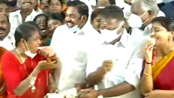 எடப்பாடியார் கேக் எடுத்து வளர்மதி அக்காவுக்கு ஊட்ட.. கோகுல ...