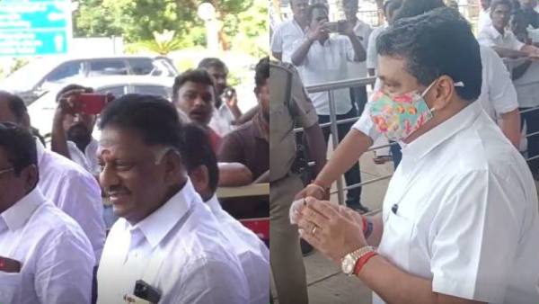 ஒரே விமானம்.. ஒன்றாக வந்த முன்னாள், இந்நாள் நிதியமைச்சர்கள்! குவிந்த பிடிஆர், ஓபிஎஸ் தொண்டர்கள் ...