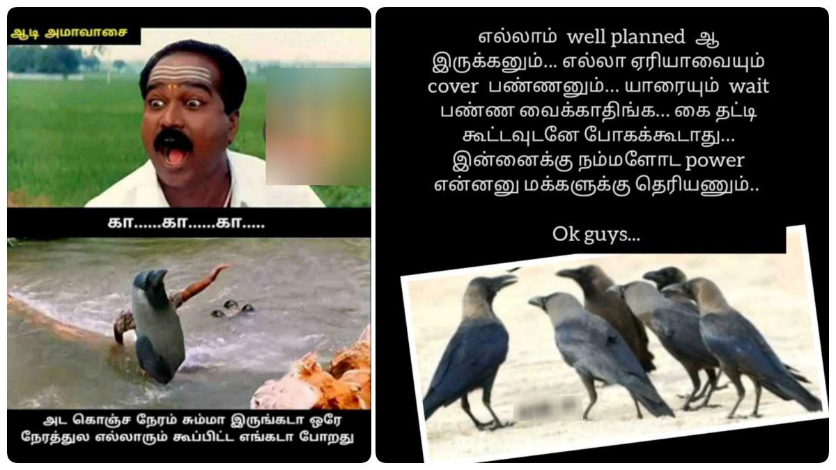 தோ வந்துட்டாங்கடா.. இலையில சோத்தைத் தூக்கிக்கிட்டு.. கா கா கா-னு ...