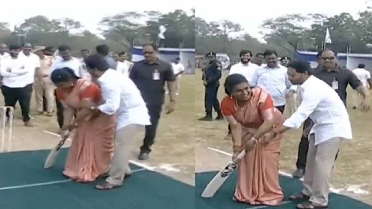 நடிகை ரோஜாவுக்கு பேட்டிங் கற்று தந்த ஆந்திர முதல்வர் ஜெகன்! அடுத்த பால் ...